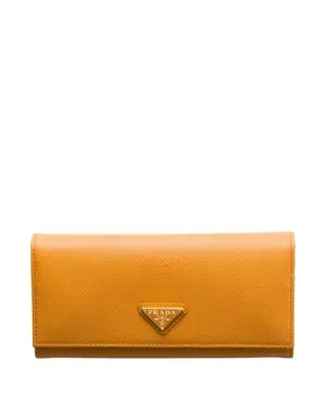 Prada Large Saffiano Leather Wallet Orange