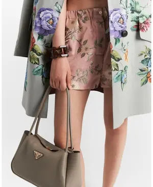 Prada Darling Medium Leather Shoulder Bag - Grey