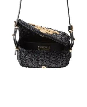 Prada Crochet And Leather Shoulder Bag - Black