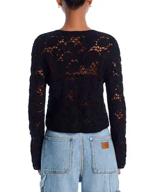 Aqua Rohini Crocheted Cardigan