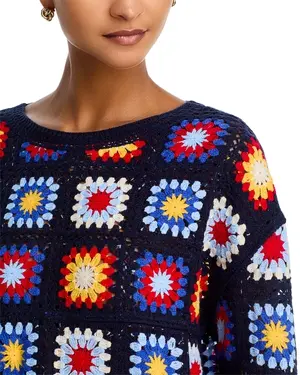 Aqua Patchwork Crochet Sweater