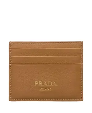 Prada Leather Card Holder - Brown