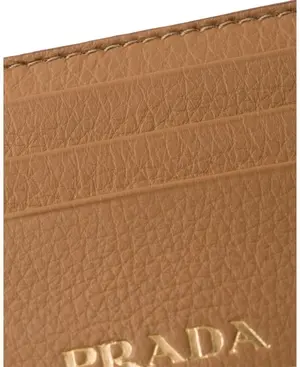Prada Leather Card Holder - Brown