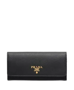 Prada Large Saffiano Leather Wallet Black