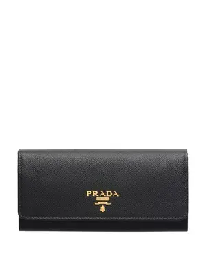 Prada Large Saffiano Leather Wallet Black