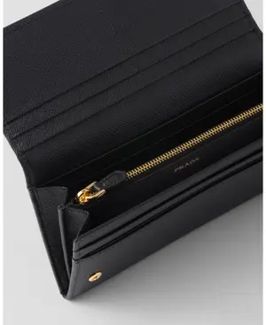 Prada Large Saffiano Leather Wallet - Black