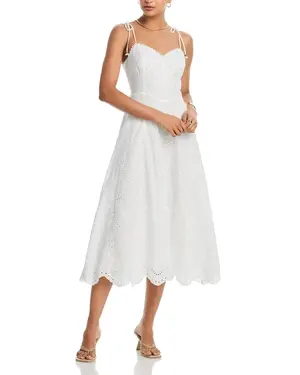 Aqua Eyelet Sweetheart Midi Dress