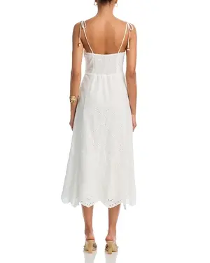 Aqua Eyelet Sweetheart Midi Dress