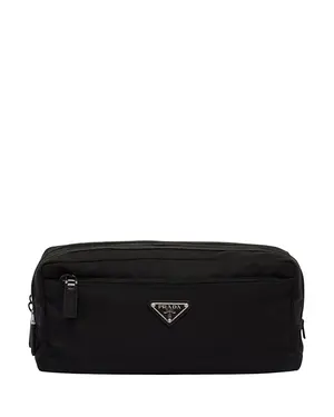 Prada Re-nylon And Saffiano Leather Travel Pouch - Black