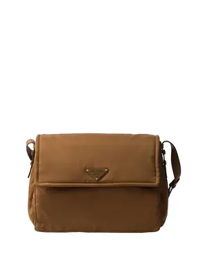 Prada Traveller Large Padded Re-Nylon Shoulder Bag Brown