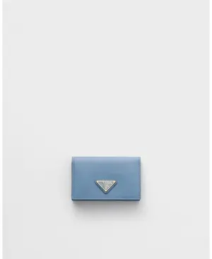 Prada Saffiano Leather Card Holder - Light Blue