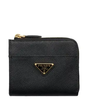Prada Small Saffiano Leather Zipper Wallet - Black