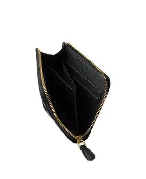 Prada Small Saffiano Leather Zipper Wallet - Black