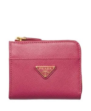 Prada Small Saffiano Leather Zipper Wallet - Pink