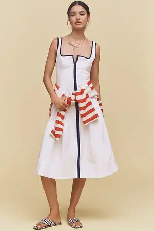 Maeve Arlette Midi Dress - Blue