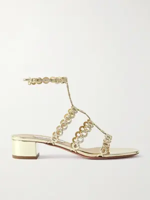 AQUAZZURA Infinity Mirrored-leather Sandals