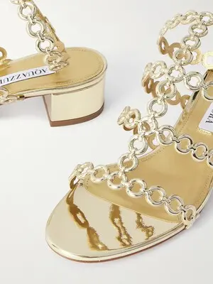 AQUAZZURA Infinity Mirrored-leather Sandals