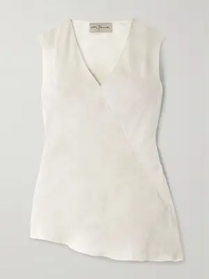 CORTANA Dali Asymmetric Silk-voile Top - Neutrals