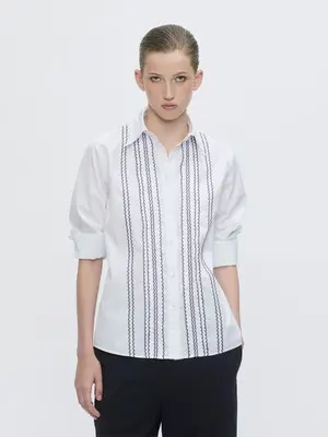 CALLAS MILANO Arletty Embroidered Shirt - White