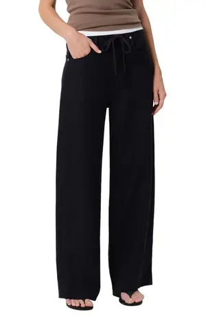 Citizens Of Humanity Brynn Drawstring Waist Wide Leg Linen Pants - True Navy