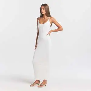 SKIMS Scoop Neck Long Dress - Egret