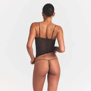 SKIMS String Thong | Black | Small | Ultra Fine Mesh - Obsidian