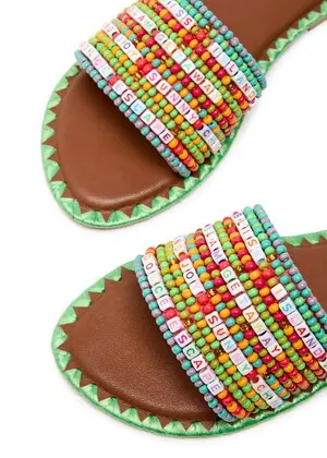 DE SIENA Resort Beaded Leather Sliders