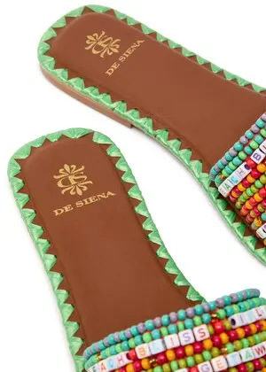 DE SIENA Resort Beaded Leather Sliders