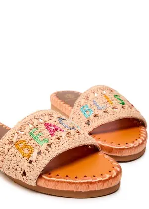 DE SIENA Crochet-design Leather Sliders
