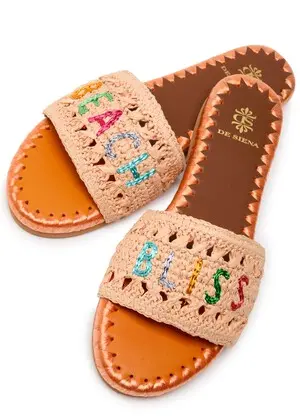 DE SIENA Crochet-design Leather Sliders