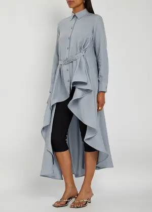 Palmer//harding Waterfall Asymmetric Satin-crepe Shirt