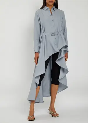 Palmer//harding Waterfall Asymmetric Satin-crepe Shirt