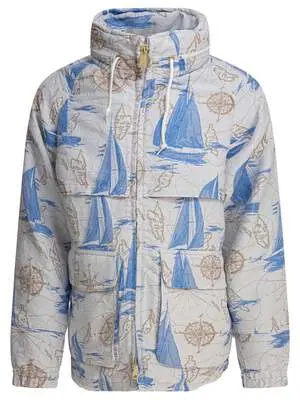 BEAMS Printed Jacket - Light Blue