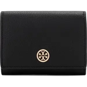 Tory Burch Robinson Small Pebbled Leather Wallet - Black