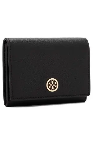 Tory Burch Robinson Small Pebbled Leather Wallet - Black