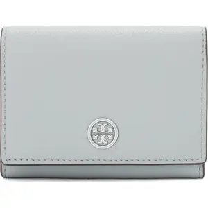 Tory Burch Robinson Small Pebbled Leather Wallet - Light Granite