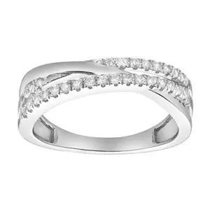 LUVMYJEWELRY 14k Gold 0.24ct Diamond Crossover Band Ring - 14k White Gold