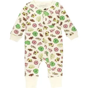 L'OVEDBABY Organic Cotton Zip Romper - Buttercream Succulents