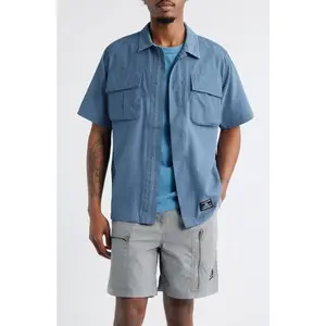 Alpha Industries Seersucker Short Sleeve Button-up Shirt - Airborne Blue