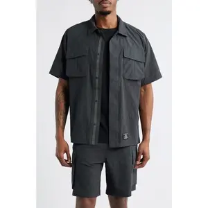 Alpha Industries Seersucker Short Sleeve Button-up Shirt - Charcoal