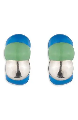 STERLING KING Bellmar Hoop Earrings - Silver/ Blue