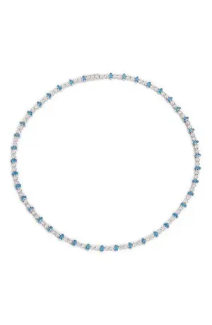 NICKHO REY Mila Crystal Necklace - Lt.blue+white/white Rhodium