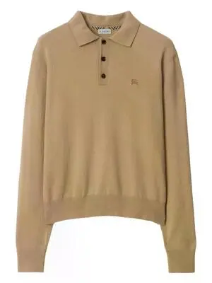 Burberry Long-sleeve Cashmere Blend Polo Shirt - Neutrals
