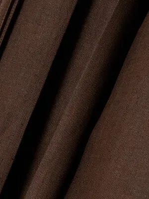 Loro Piana Yasmina Belted Pleated Linen-twill Wrap Skirt