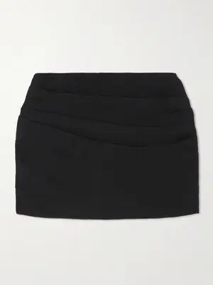 Le Kasha Spetses Draped Linen-gauze Mini Skirt - Black