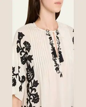 Sea Liliana Short-sleeve Appliqué Top