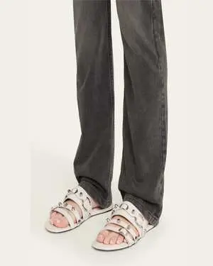 Balenciaga City Leather Triple-band Slide Sandals