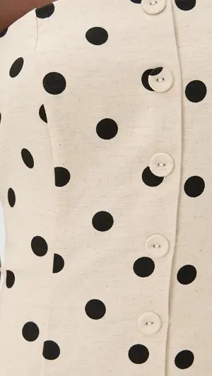 Endless Rose Polka Dot Linen Strapless Mini Dress - Sand/black