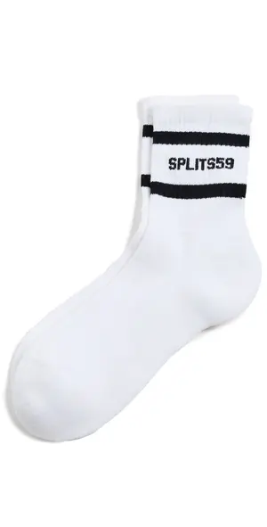 Splits59 Logo Stripe Quarter Socks - White/black