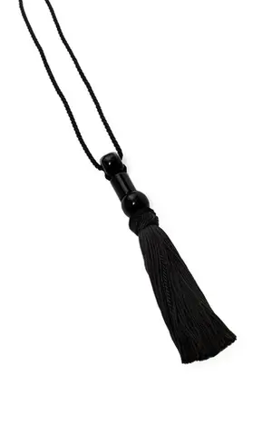Le Sundial Trinity Onyx Tassel Necklace